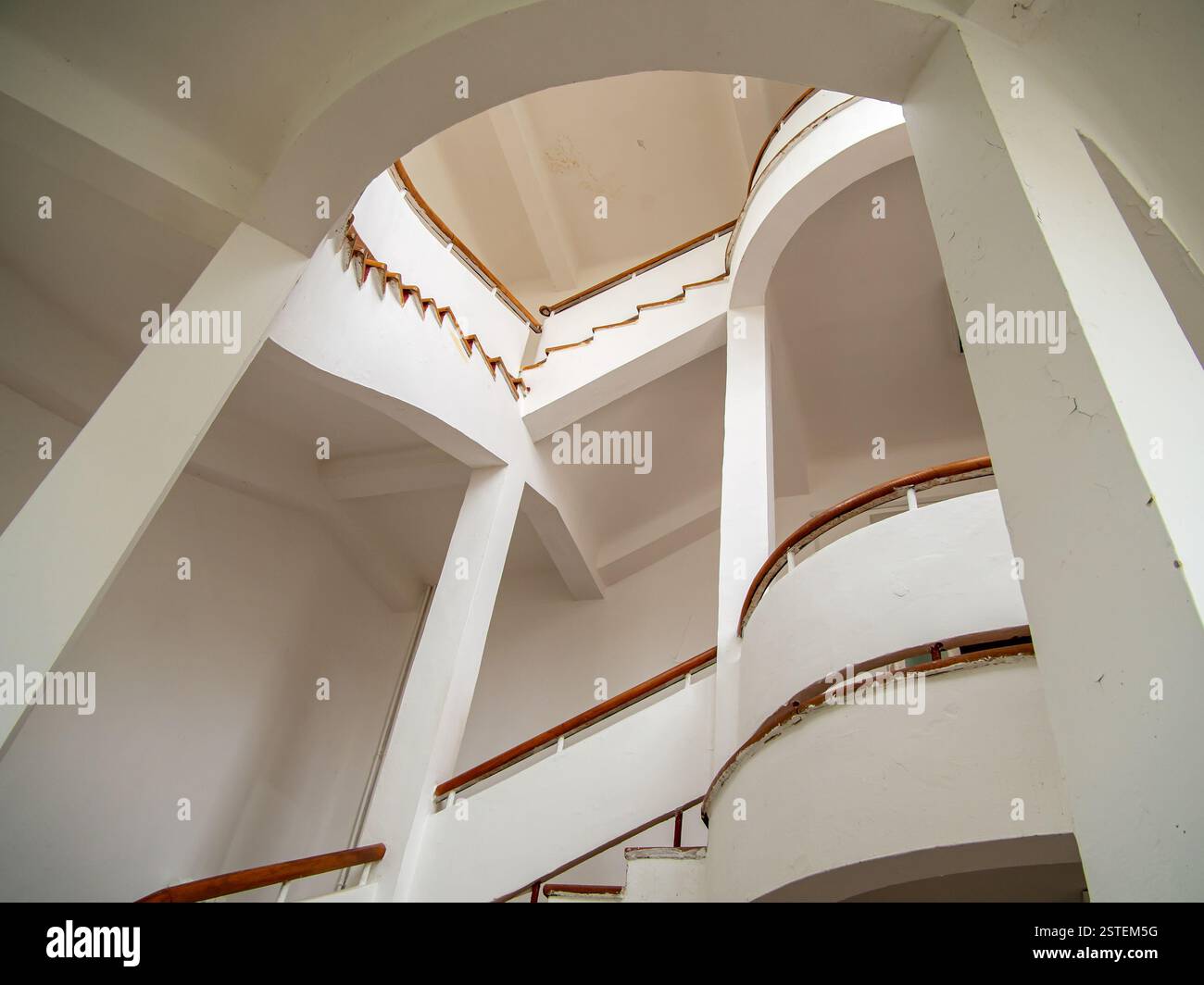 Fragment of a flight of stairs. Architecture of the USSR era Stock ...