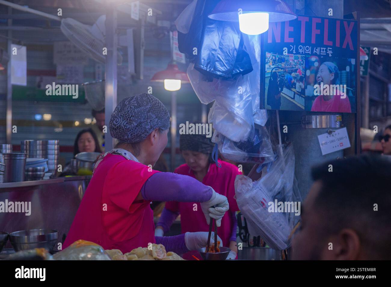 Seoul, South Korea - October 26, 2024: The famous 'Netflix Lady's' food ...