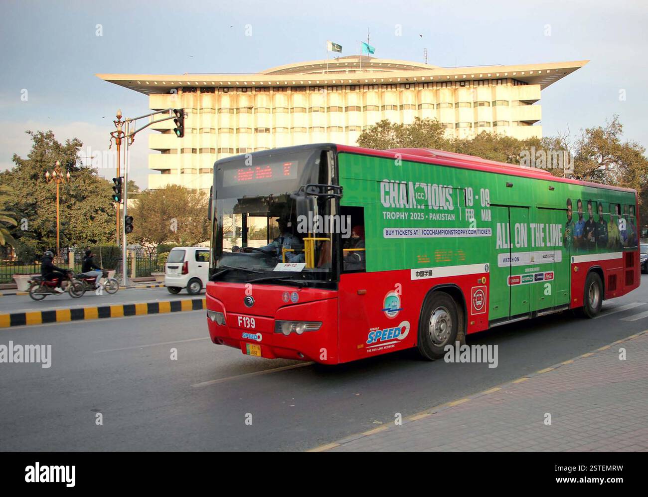 Greeting banners for the welcome of the ICC Champions Trophy 2025 ...