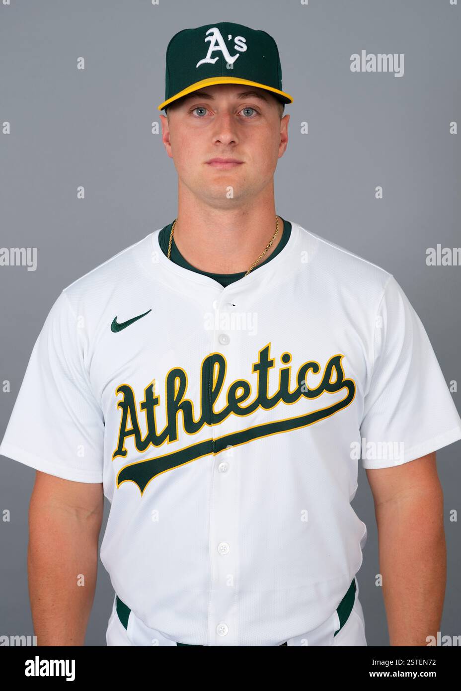This is a 2025 photo of Jack Perkins of the Athletics baseball team ...