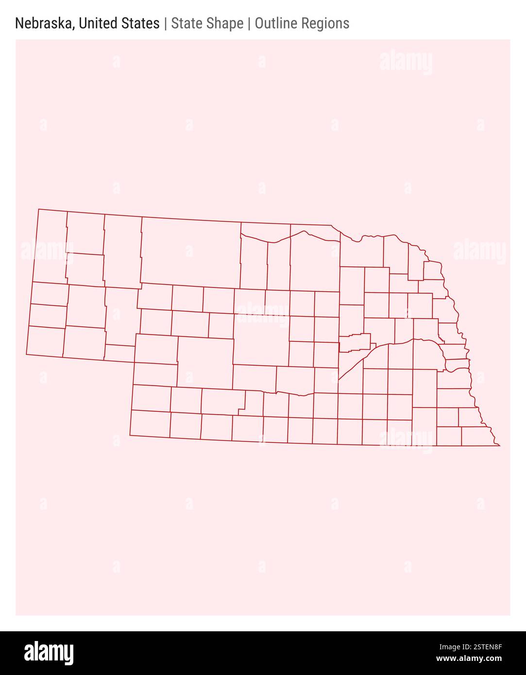 Nebraska, United States. Simple vector map. State shape. Outline ...