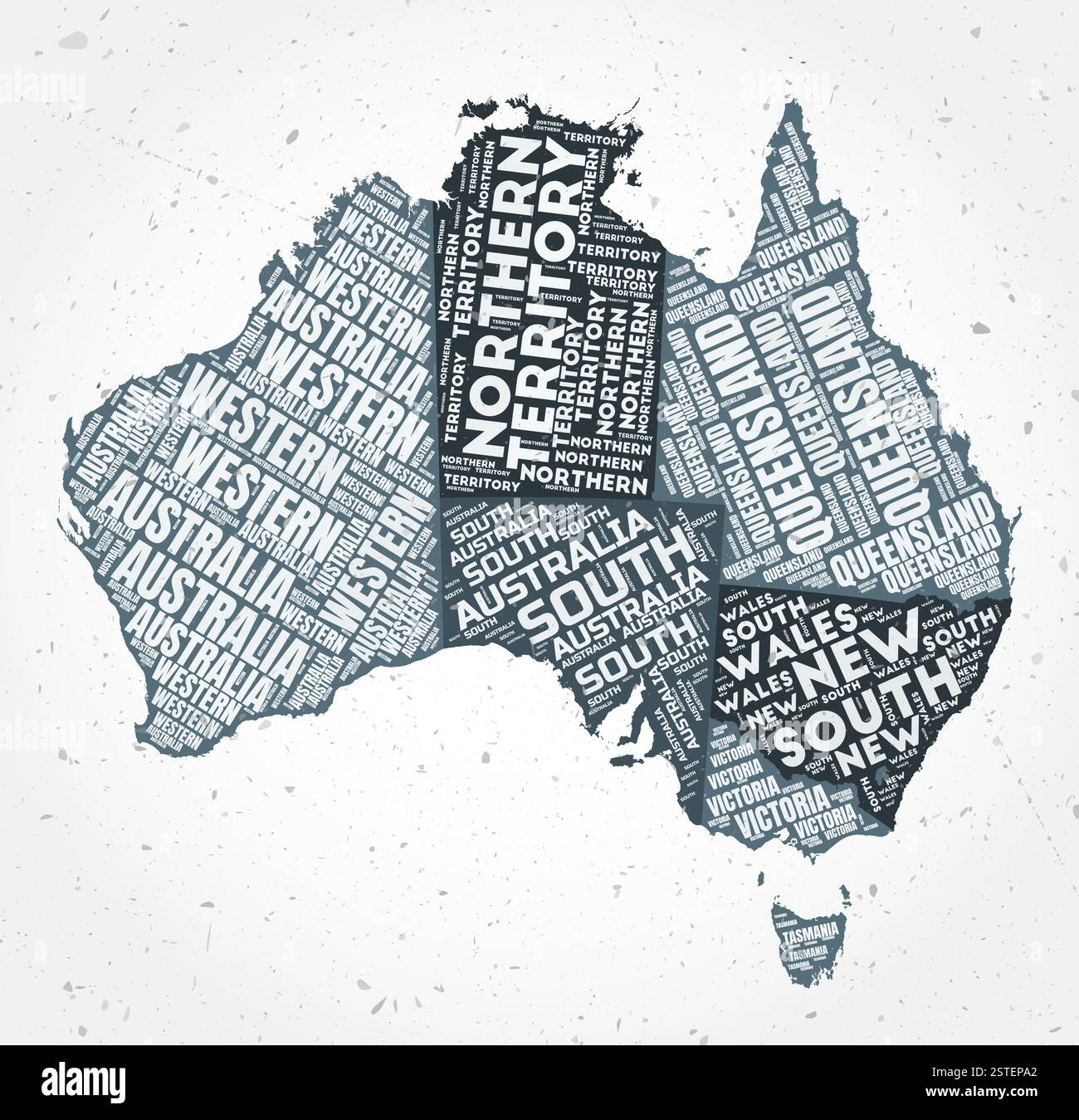 Australia regions word clouds. Country shape on textured background ...