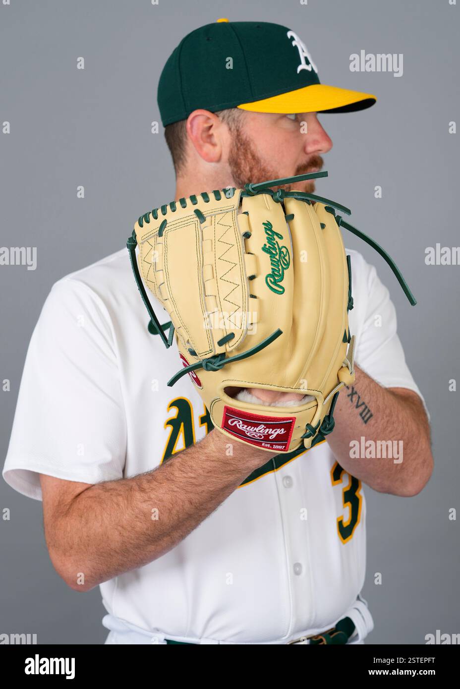 This is a 2025 photo of Hogan Harris of the Athletics baseball team ...