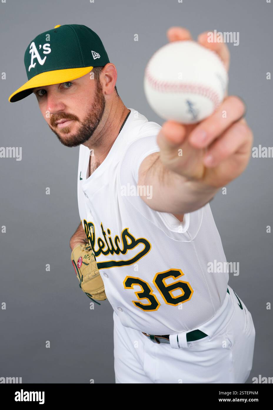 This is a 2025 photo of Hogan Harris of the Athletics baseball team ...