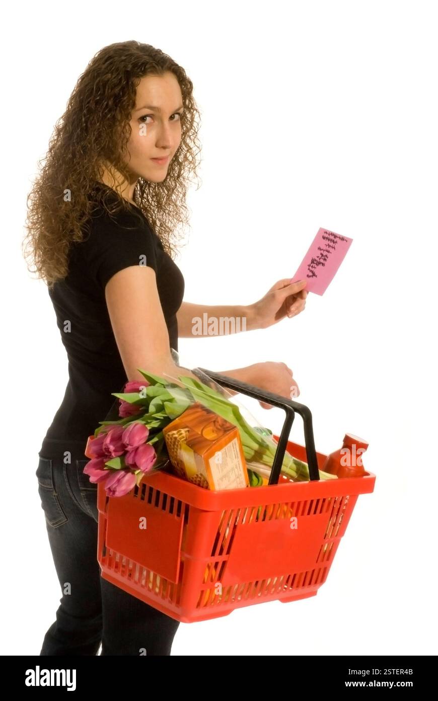Green shopping basket isolated Cut Out Stock Images & Pictures - Alamy