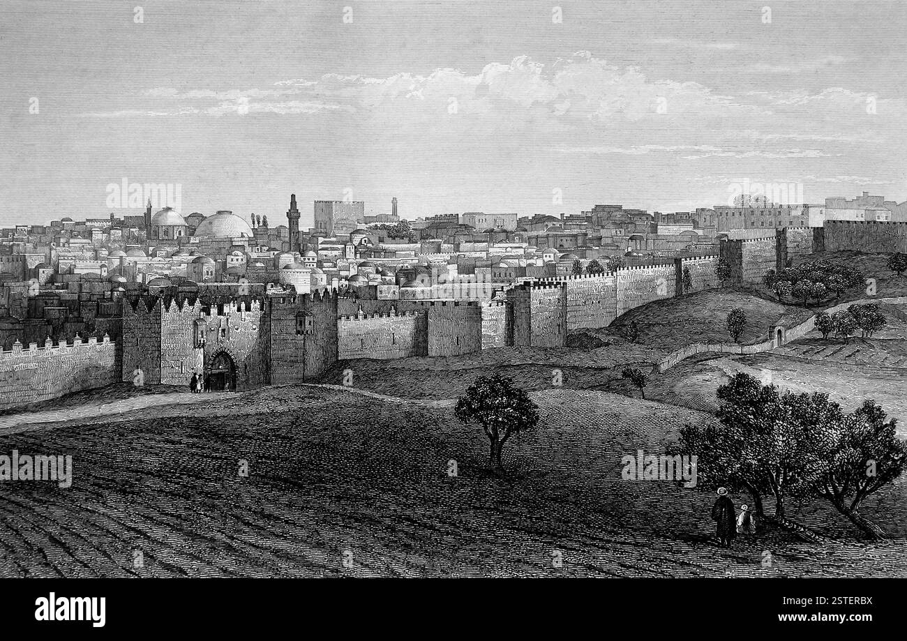 Illustration of the Holy City of Jerusalem from Outside the Damascus ...