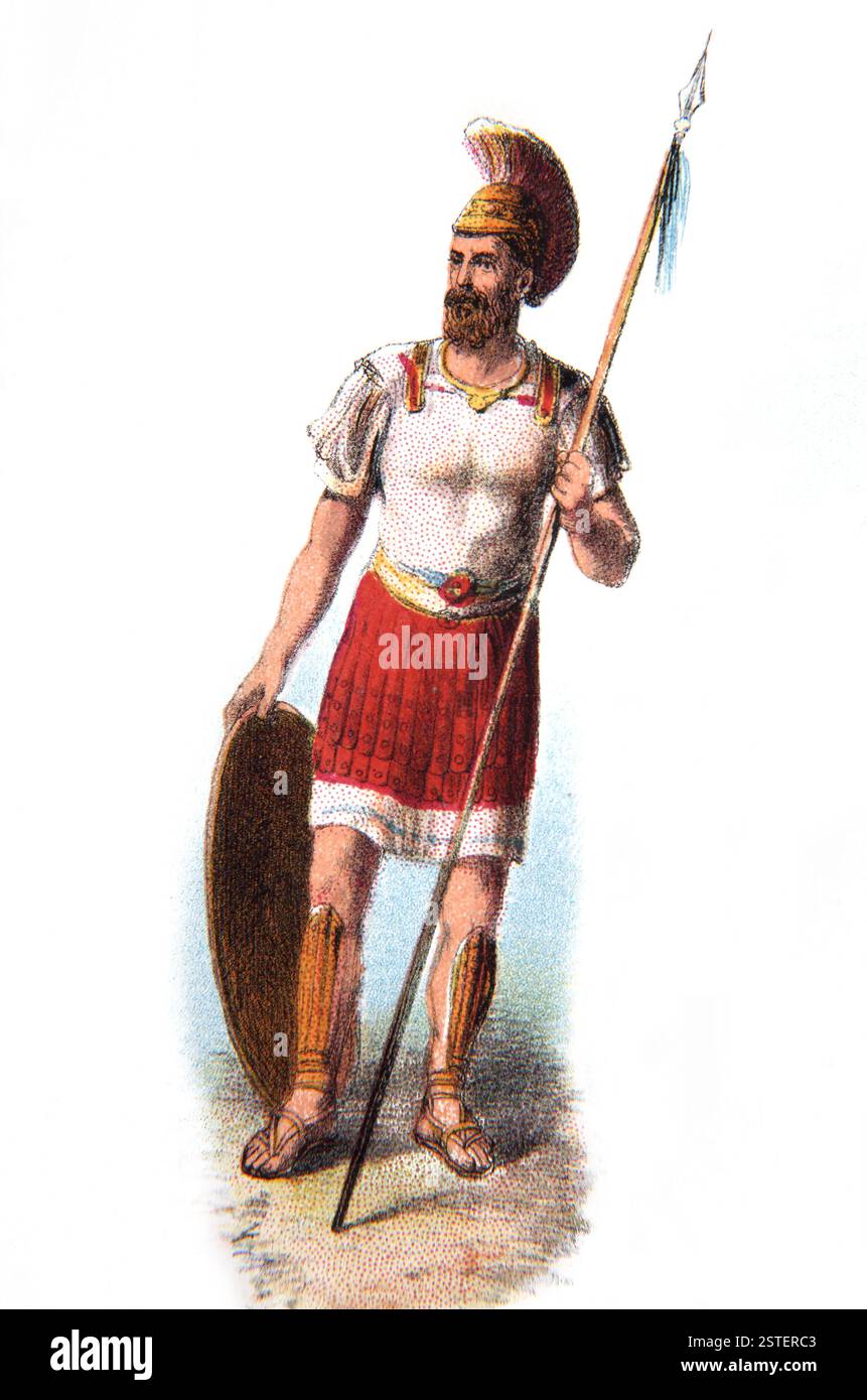 Illustration of A Roman Centurion with Shield and Spear from Antique ...