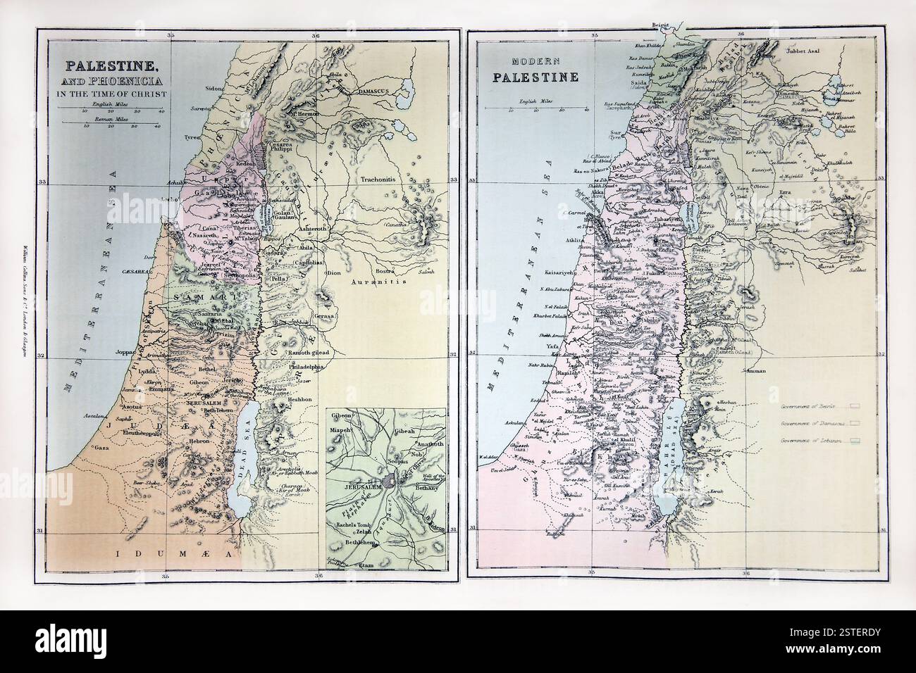 Maps of Palestine on the left Palestine and Phoenicia in the time of ...