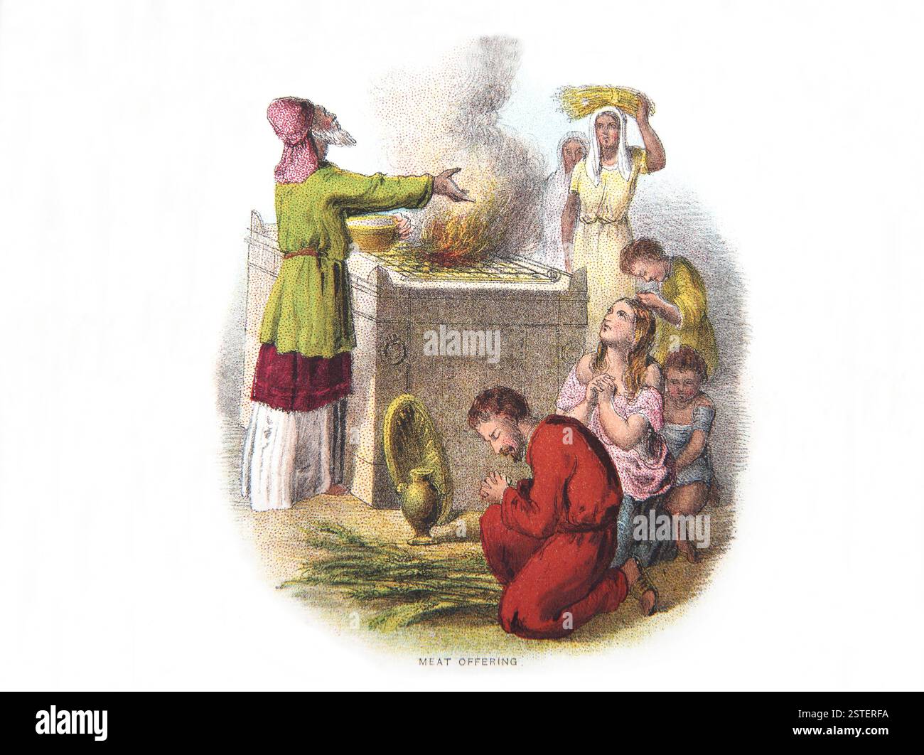 Illustration of the High Priest and the Meat Offering at the Brazen ...