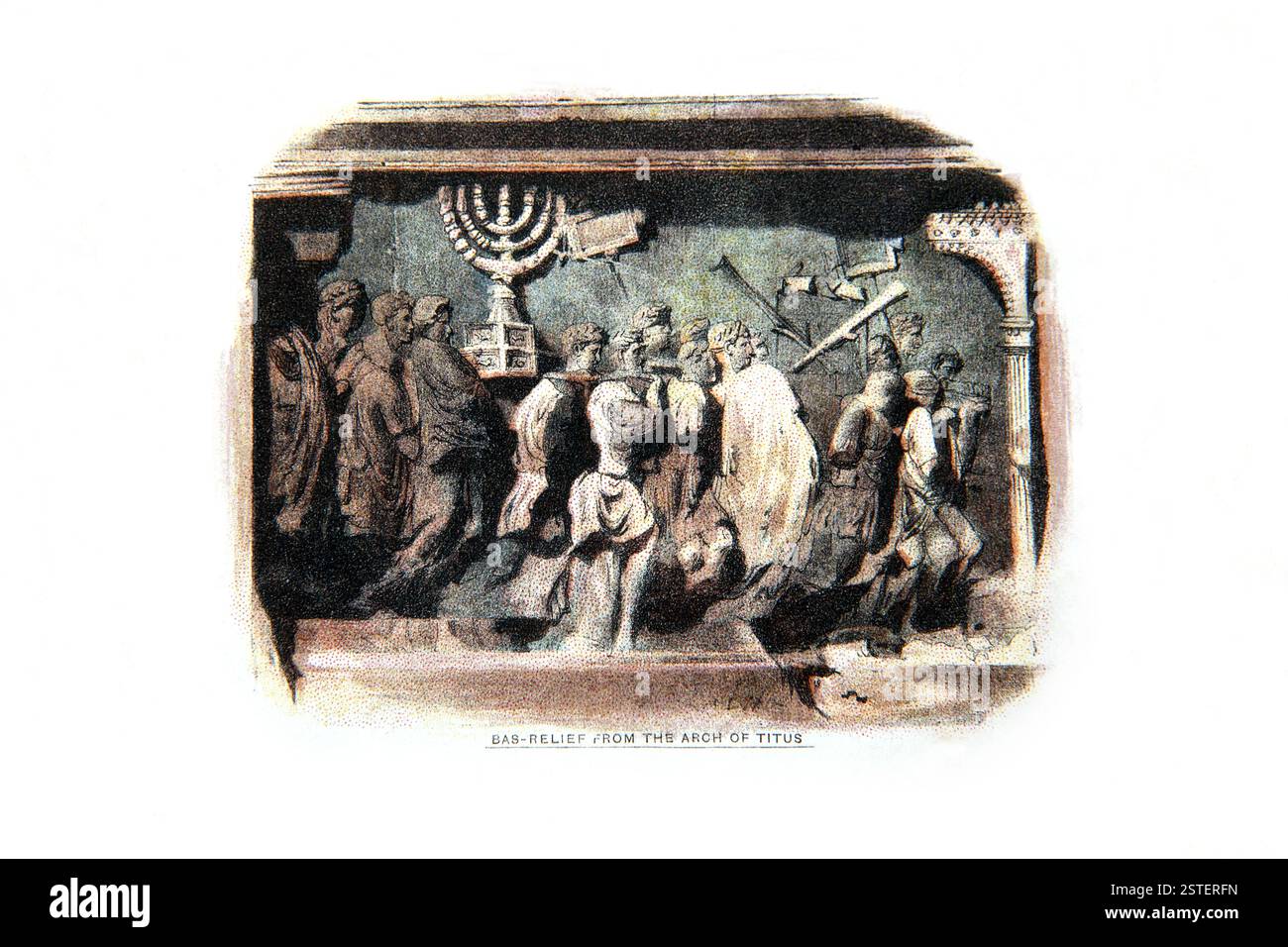 Illustration of the Bas-Relief of Arch of Titus depicting the Triumphal ...
