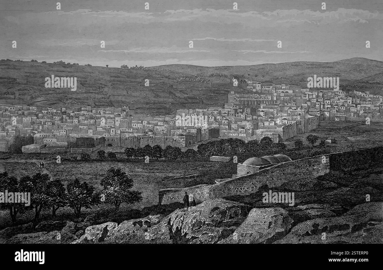 Illustration of the Old City of Hebron with the Cave of Machpelah where ...