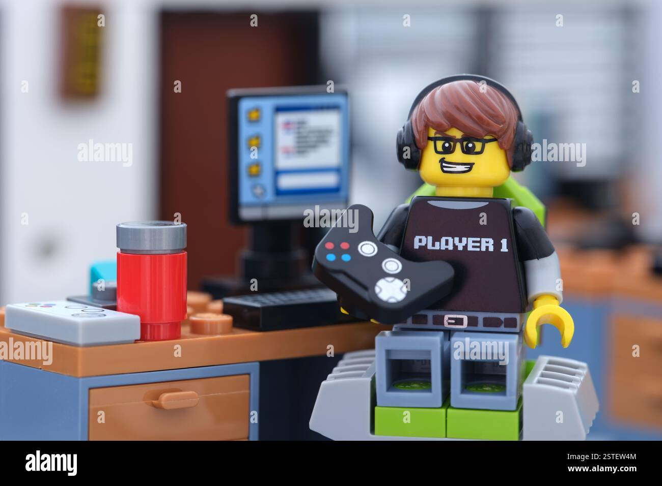 Tambov, Russian Federation - February 16, 2025 A Lego video game guy ...