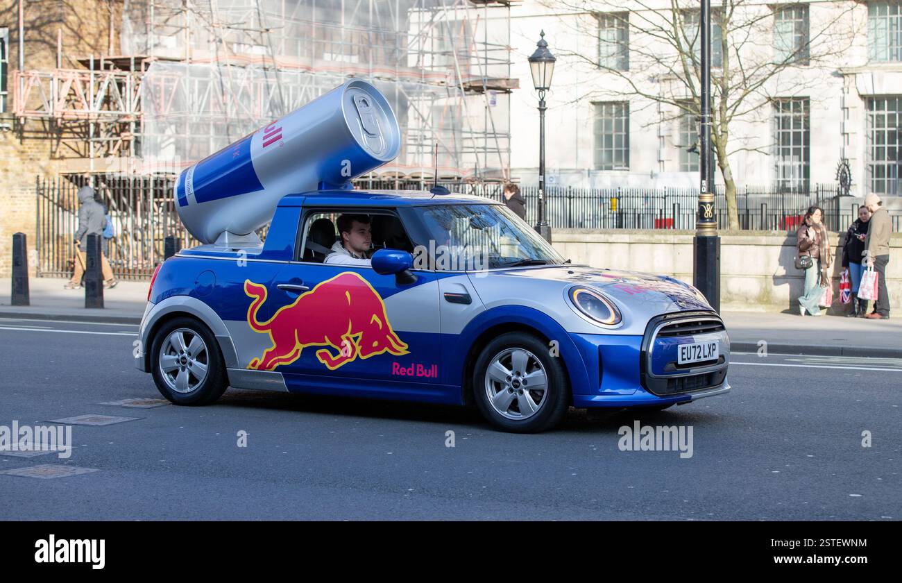 London, England, UK. 18th Feb, 2025. Red Bull Racing convoy drive ...