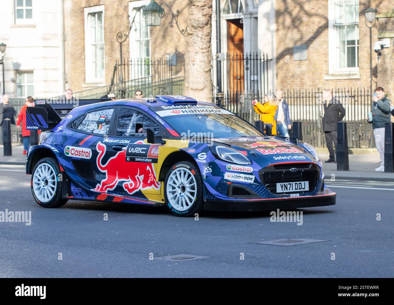 London, England, UK. 18th Feb, 2025. Red Bull Racing convoy drive ...