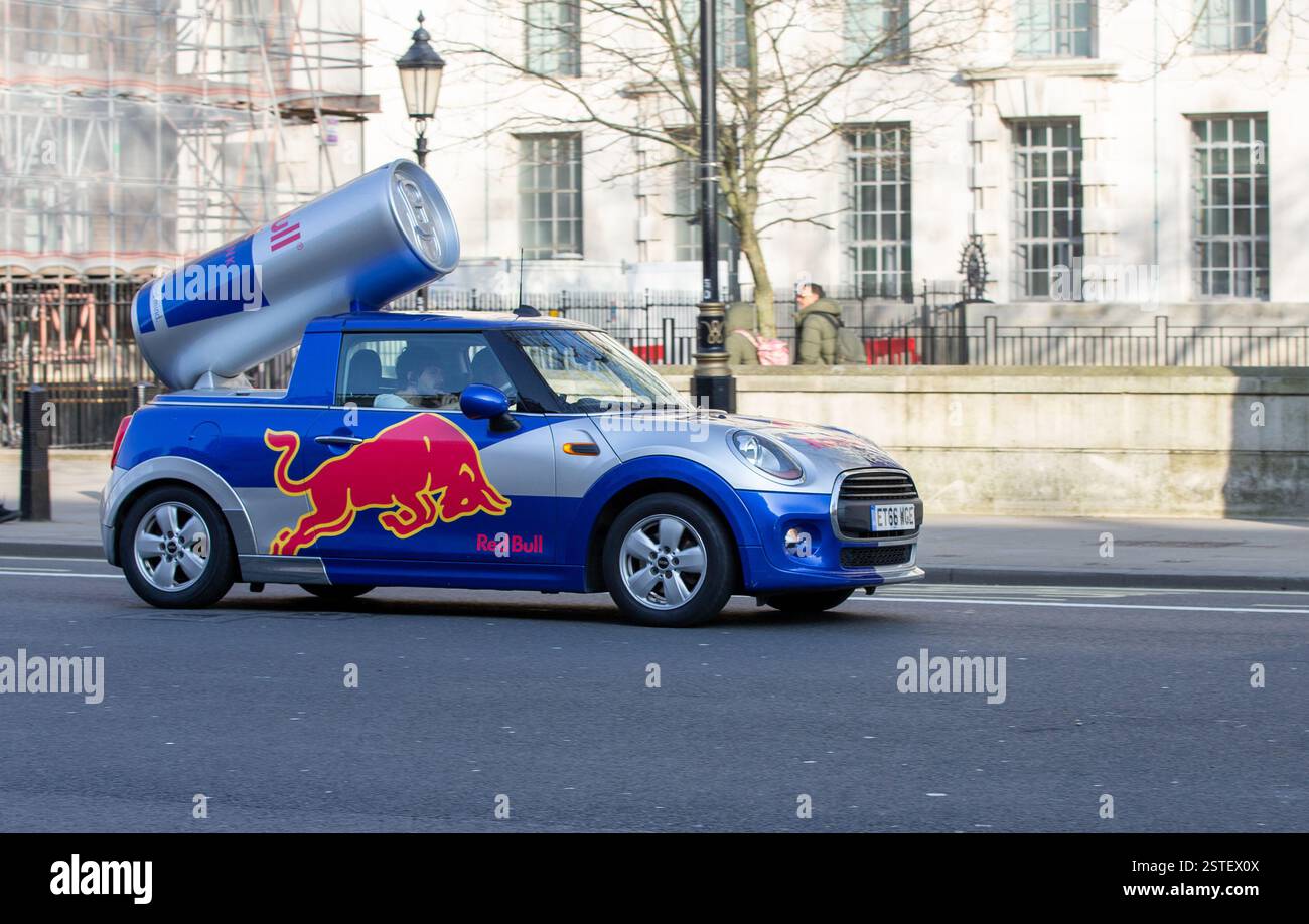 London, England, UK. 18th Feb, 2025. Red Bull Racing convoy drive ...