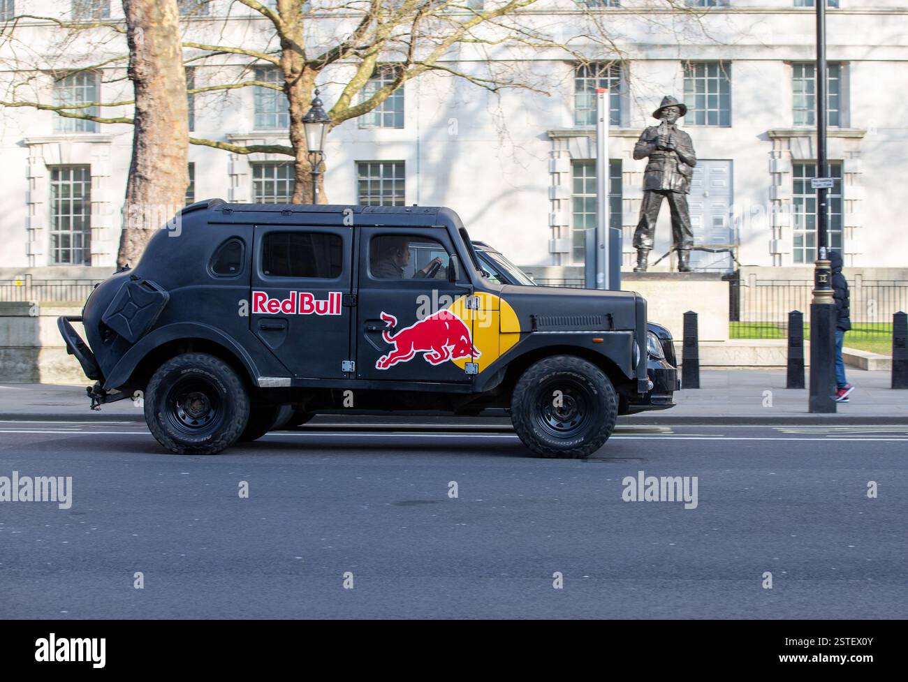 London, England, UK. 18th Feb, 2025. Red Bull Racing convoy drive ...
