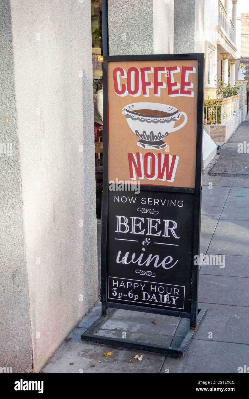 Coffee Now And Beer Street Sign On The Sign Walk Pavement Outside A ...
