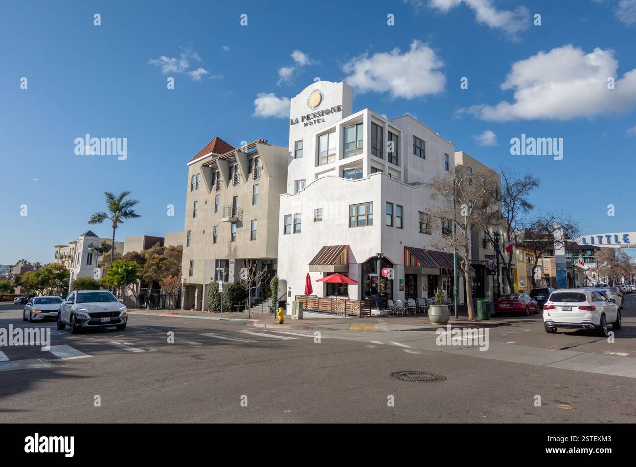 La Pensione Hotel West Date Street In Little Italy San Diego Stock ...