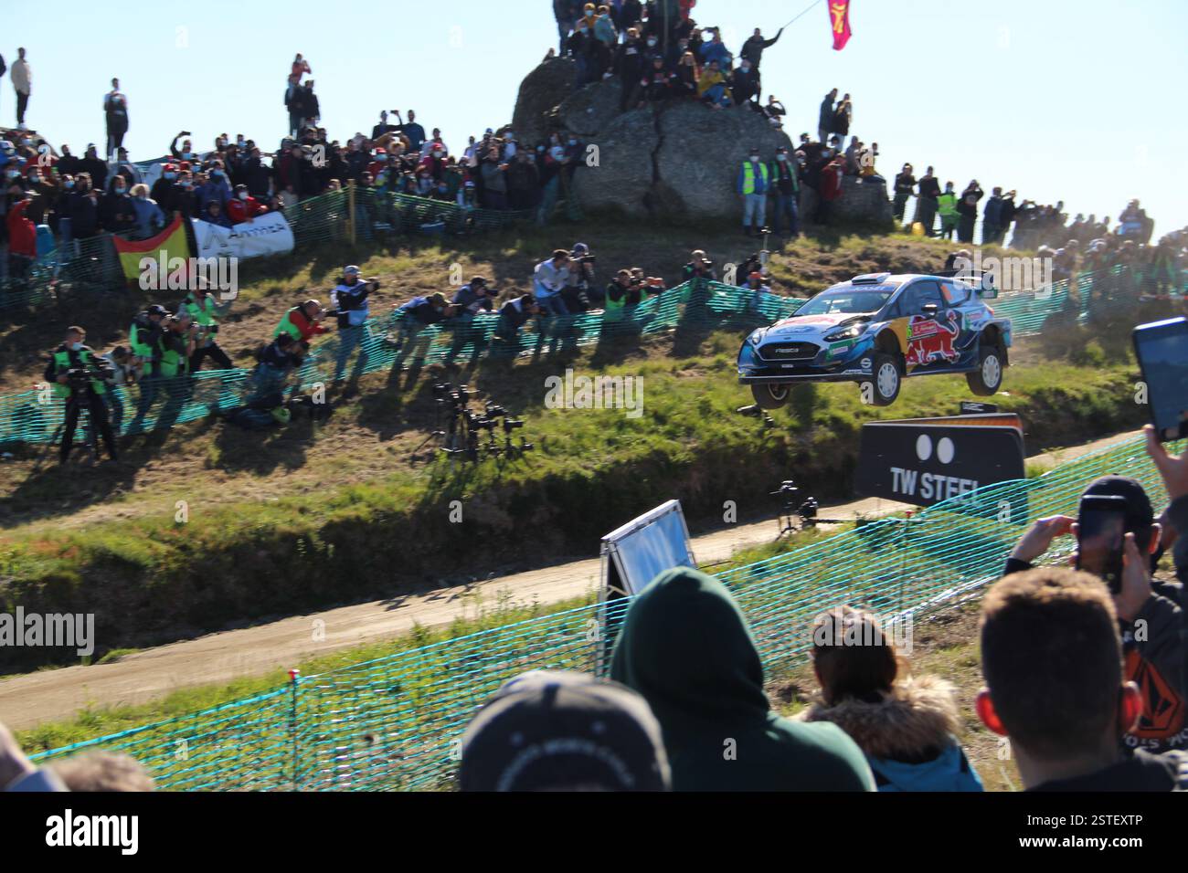 Adrien Formaux in his Ford rally car performs an epic jump at the ...