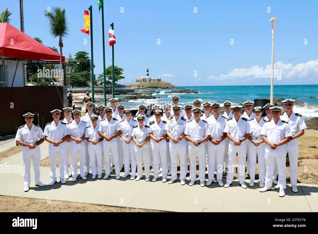 Crown Princess Leonor attends with a formation of midshipmen from the ...
