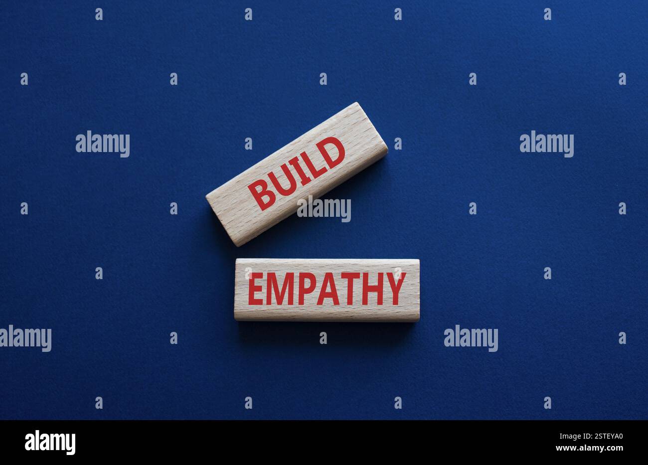 Build empathy symbol. Wooden blocks with words Build empathy. Beautiful ...