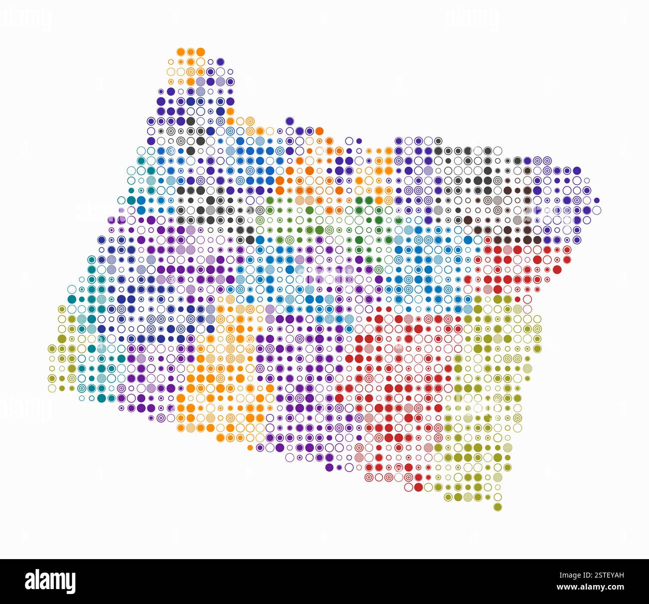 Oregon, shape of the state built of colored cells. Digital style map of ...