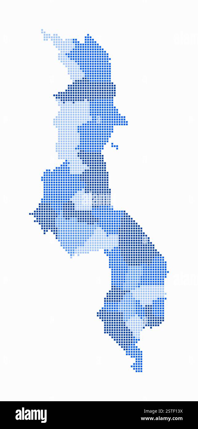 Malawi dotted map. Digital style map of the country on white background ...