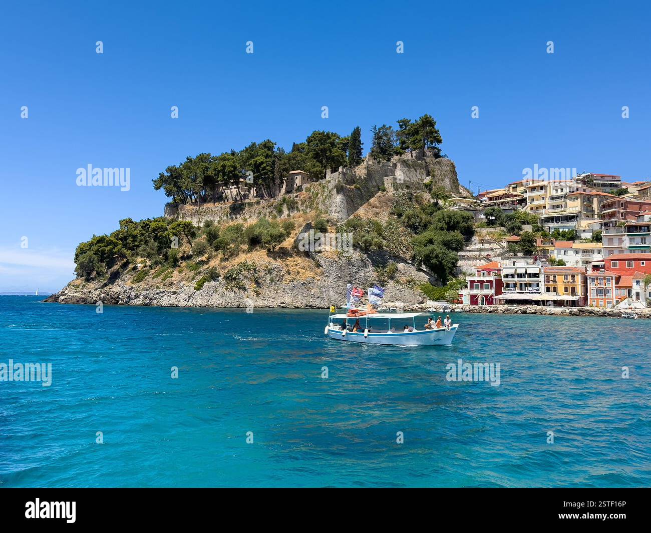 Parga, Greece - July 3, 2024: Venetian castle and its green foliage on ...