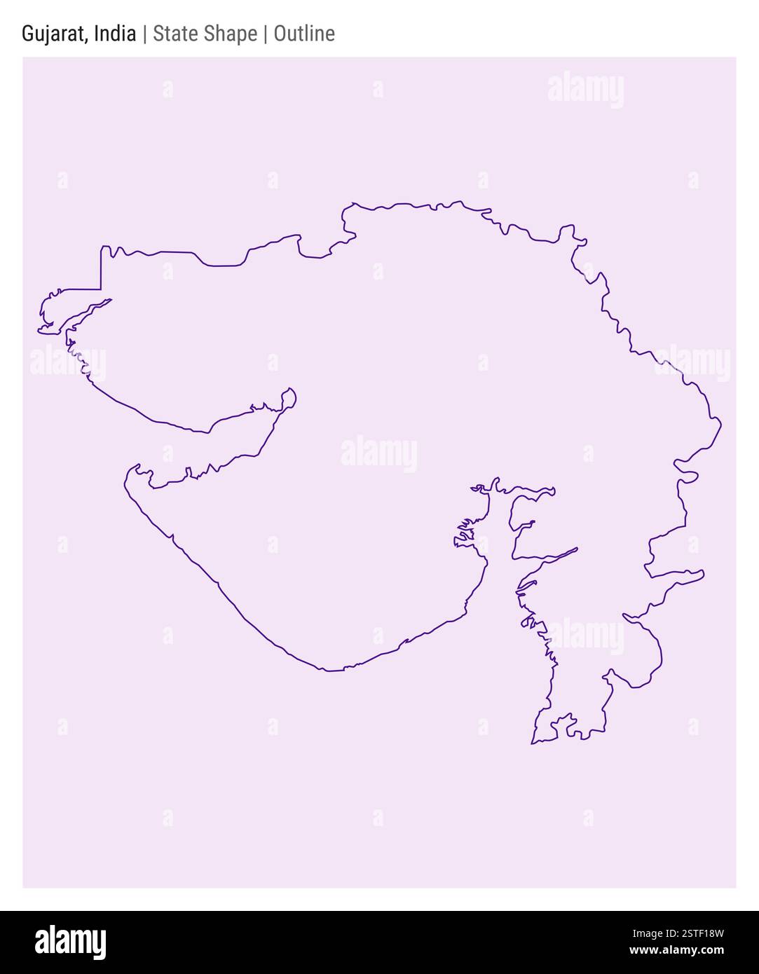 Gujarat, India. Simple vector map. State shape. Outline style. Border ...