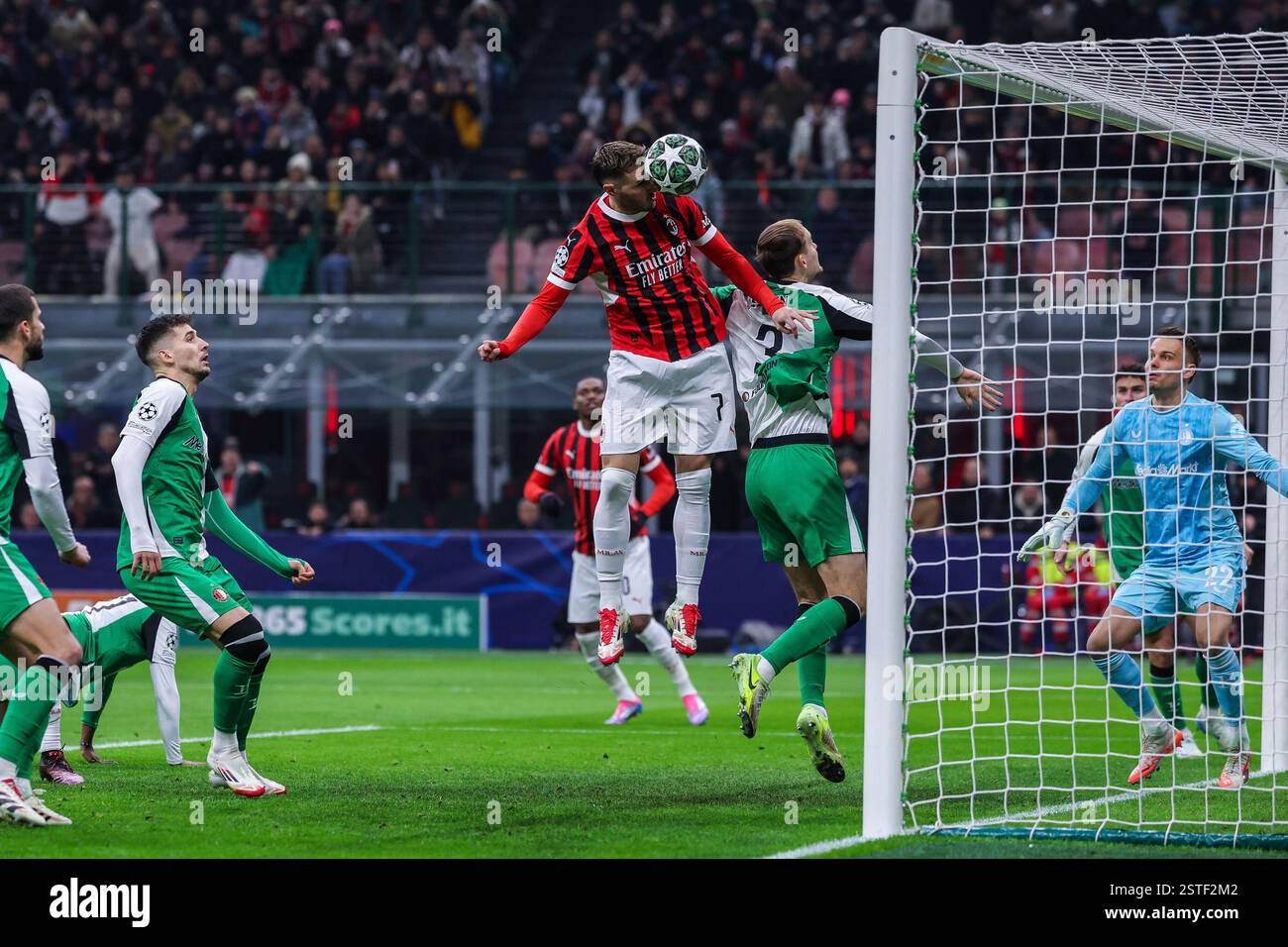 Milan, Italien. 18th Feb, 2025. Santiago Gimenez of AC Milan scores a ...