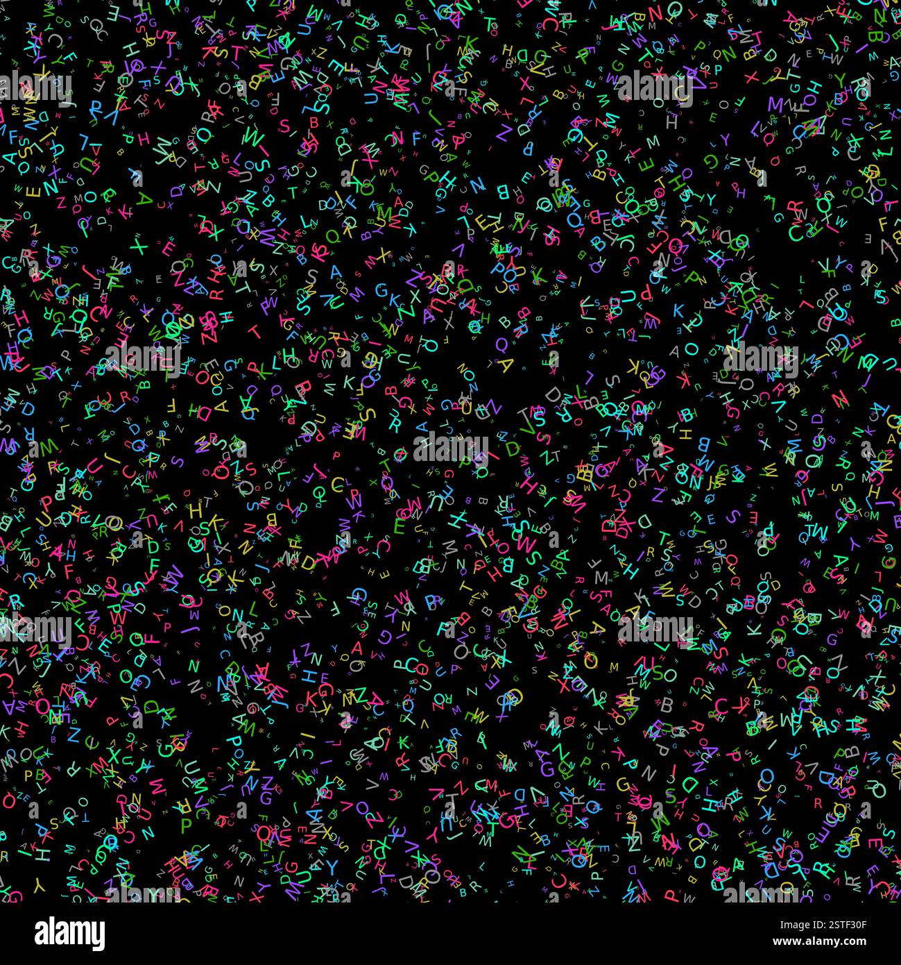 vibrant and chaotic mix of letters for educational inspiration on black ...