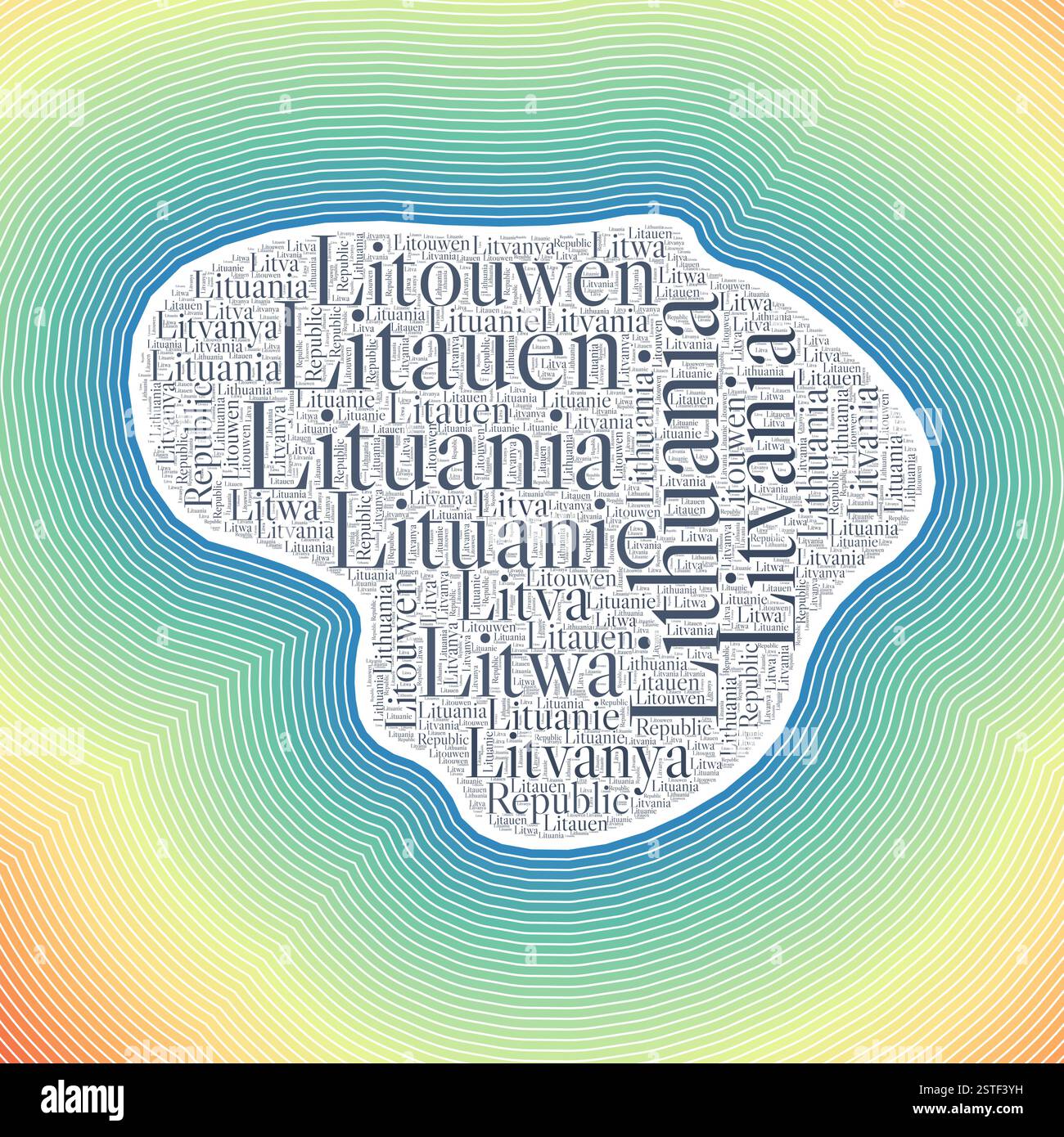 Lithuania shape formed by country name in multiple languages. Lithuania ...