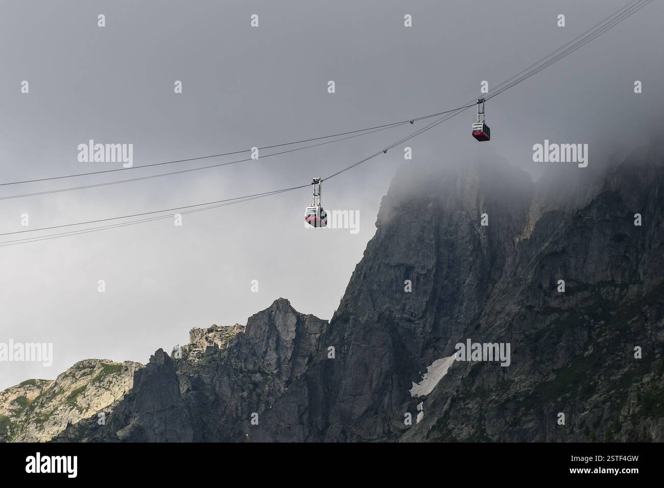 Planpraz-Brevent cable car (2000-2525 m) with two gondola lifts in the ...