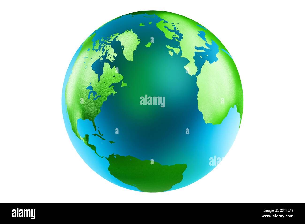 Earth globe with green continents and blue oceans, on an isolated white ...