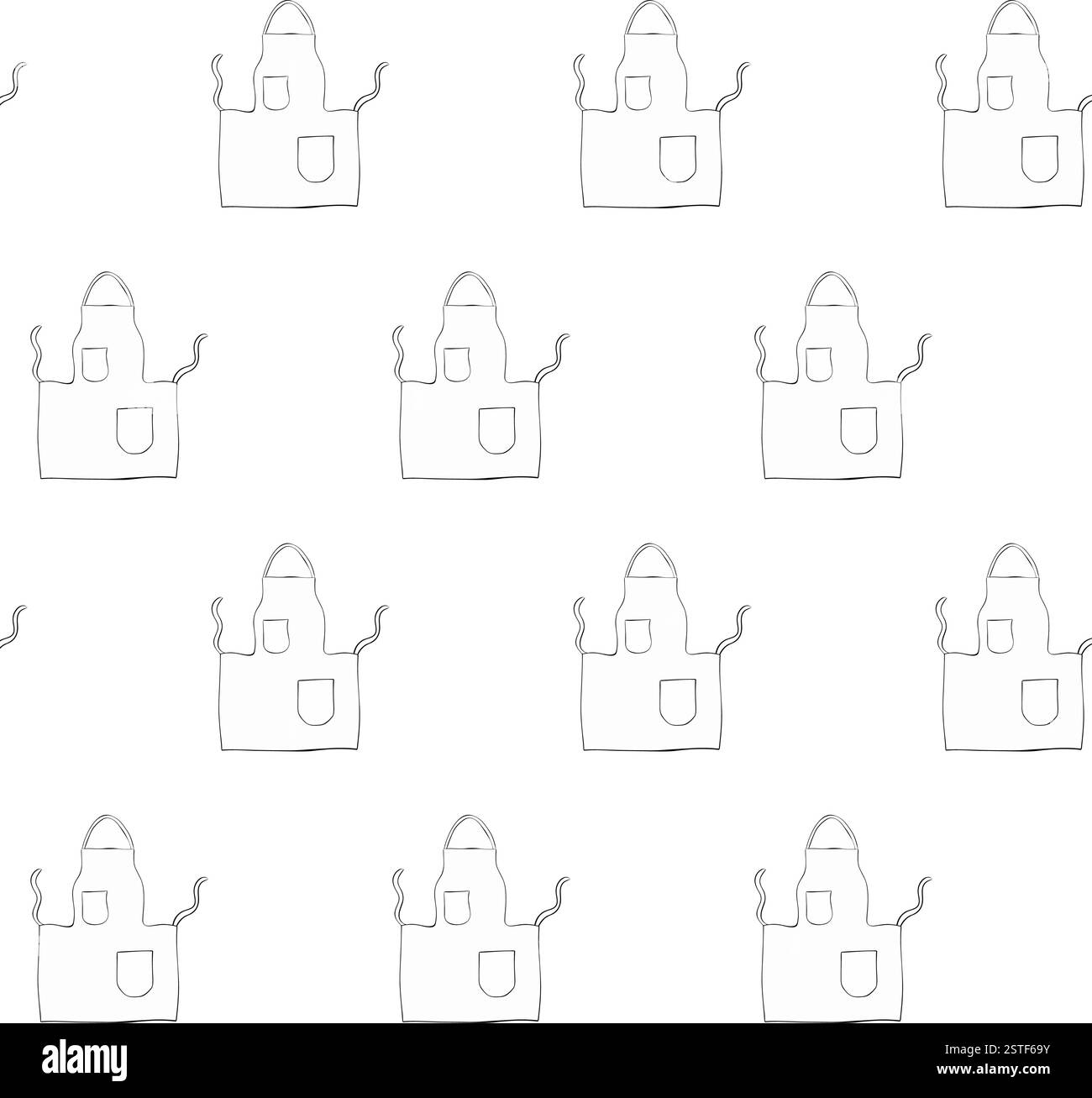 Working Apron seamless pattern. Graphic line vector illustration on ...