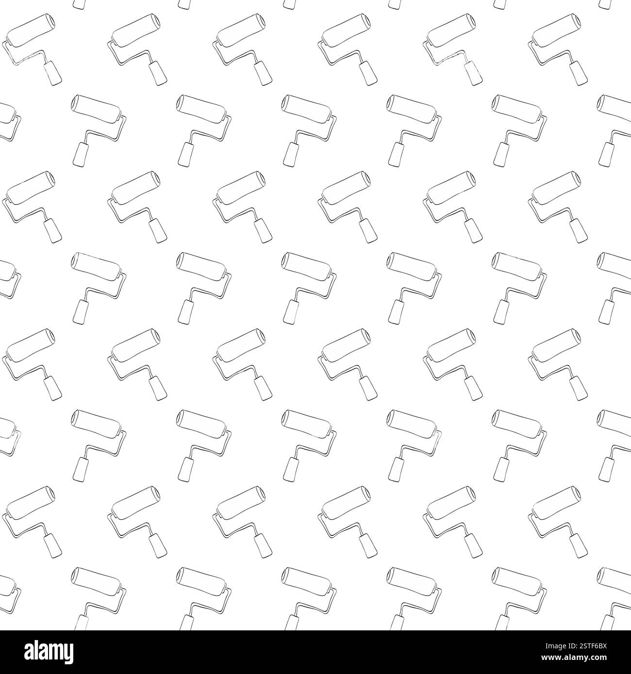 paint roller icon seamless pattern. Vector graphic line illustration on ...