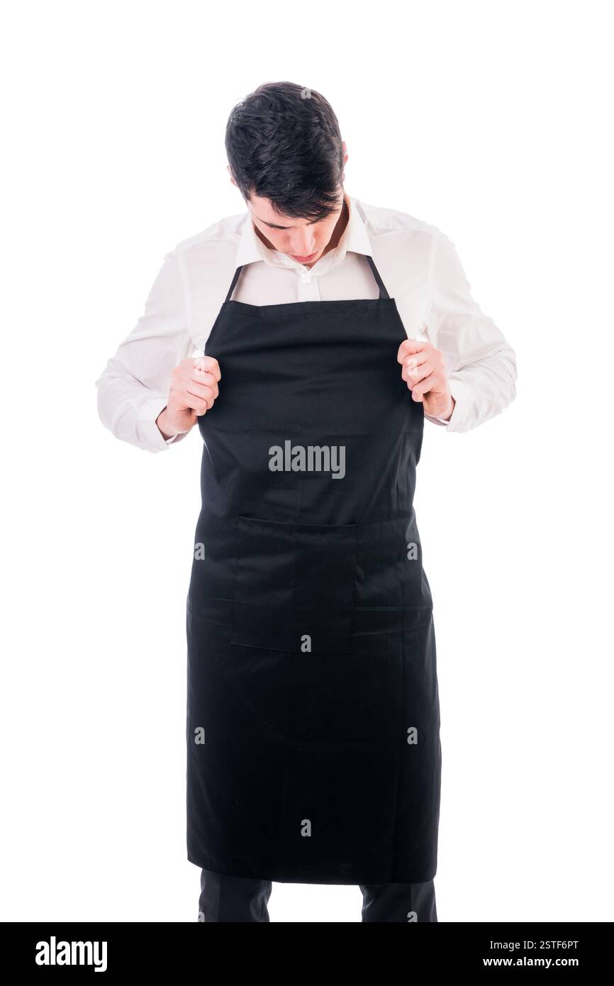 Worker wearing white apron hi-res stock photography and images - Alamy