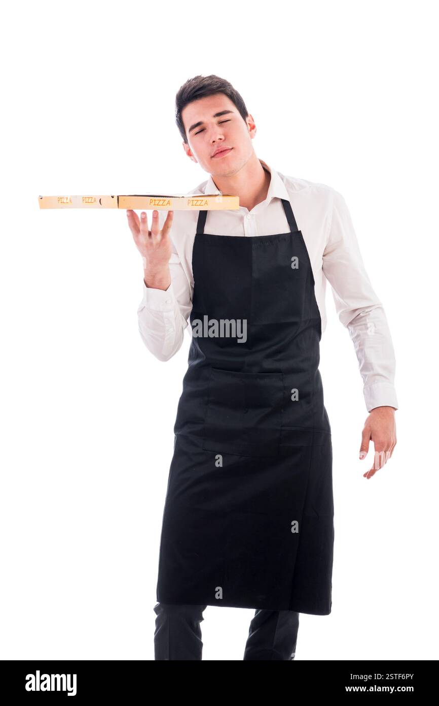 Chef holding pizza box Cut Out Stock Images & Pictures - Alamy