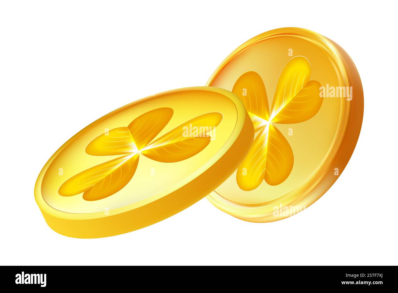 White gold coin four leaf Stock Vector Images - Alamy