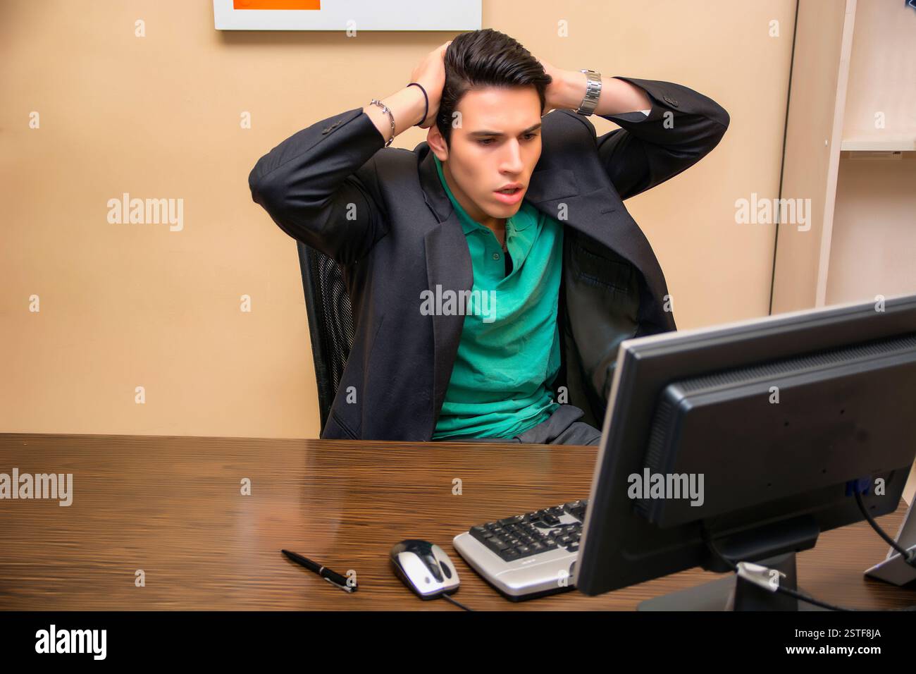 Stressed young man computer hi-res stock photography and images - Alamy