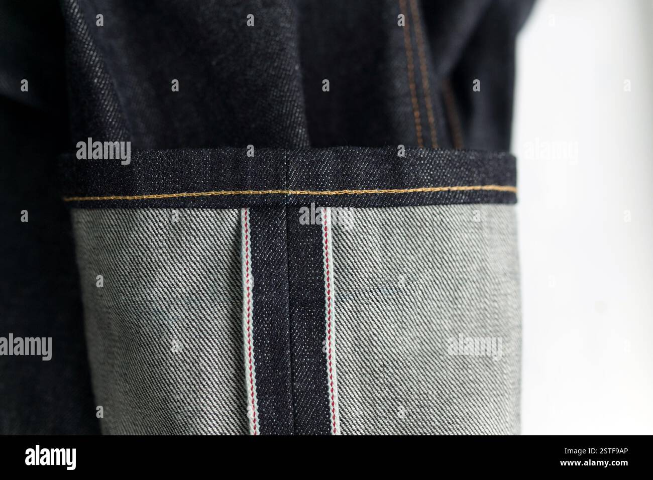 Selvedge denim jeans close ups from different angles Stock Photo - Alamy