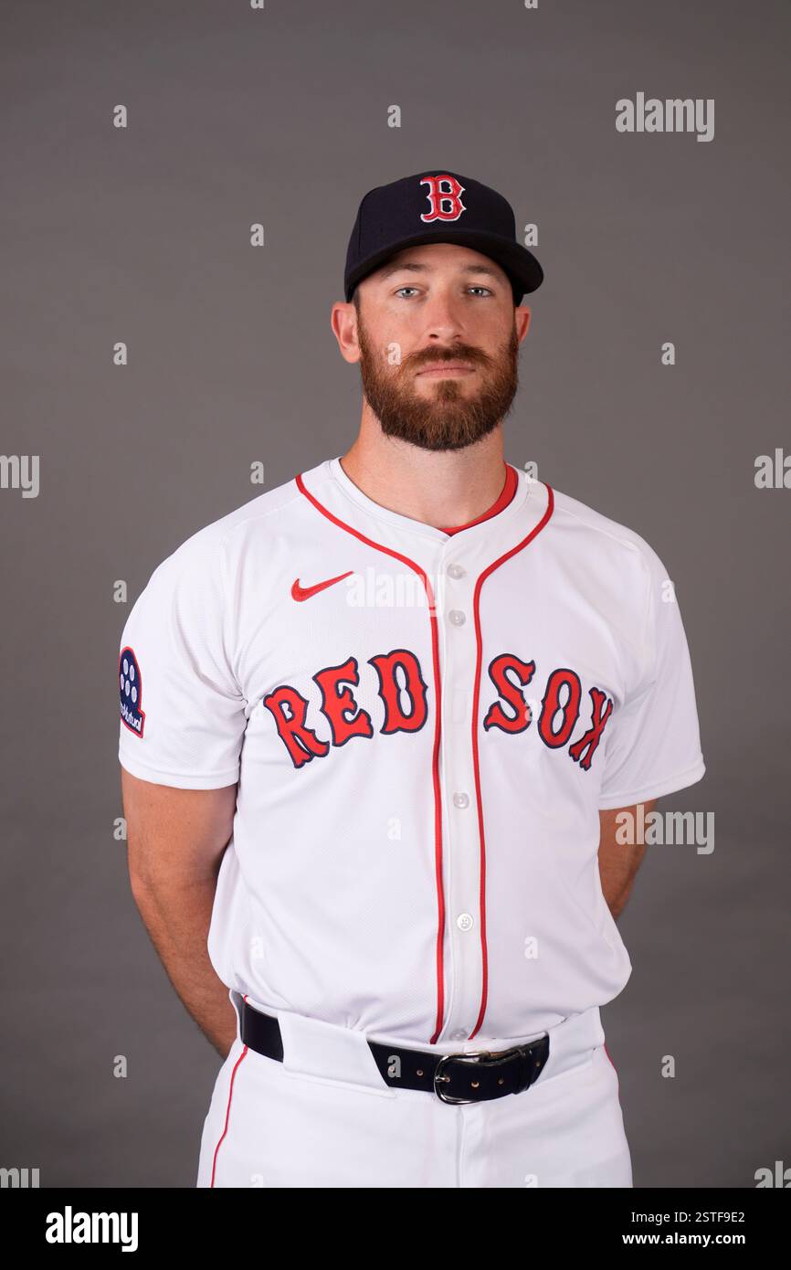 Boston Red Sox pitcher Austin Adams poses during photo day at the team ...