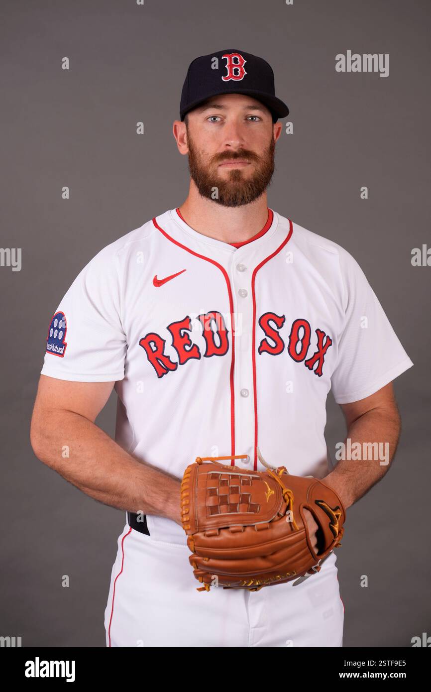 Boston Red Sox pitcher Austin Adams poses during photo day at the team ...