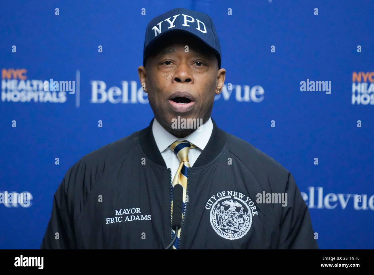 New York City mayor Eric Adams speaks about a police officer that was ...