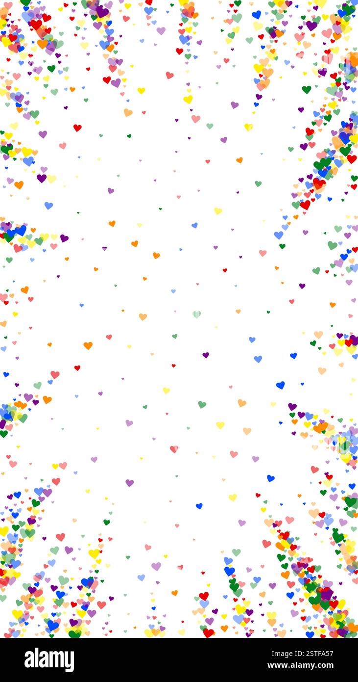 Valentine hearts, flying, falling down, floating. Rainbow colored ...
