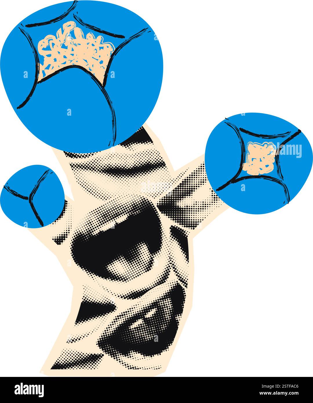 Flower halftone collage cut out vector illustration Stock Vector Image ...