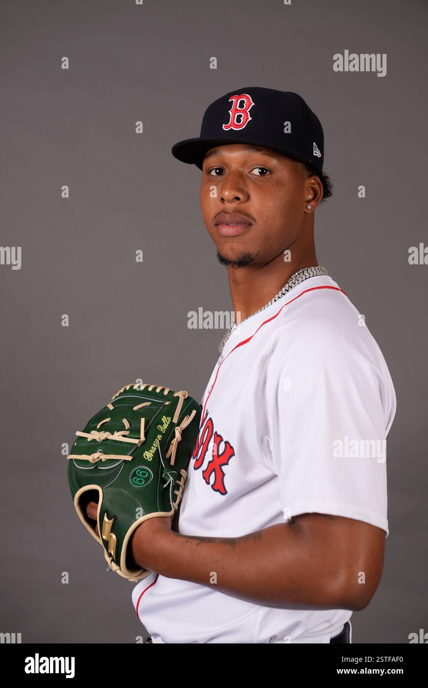 Boston Red Sox pitcher Brayan Bello poses during photo day at the team ...