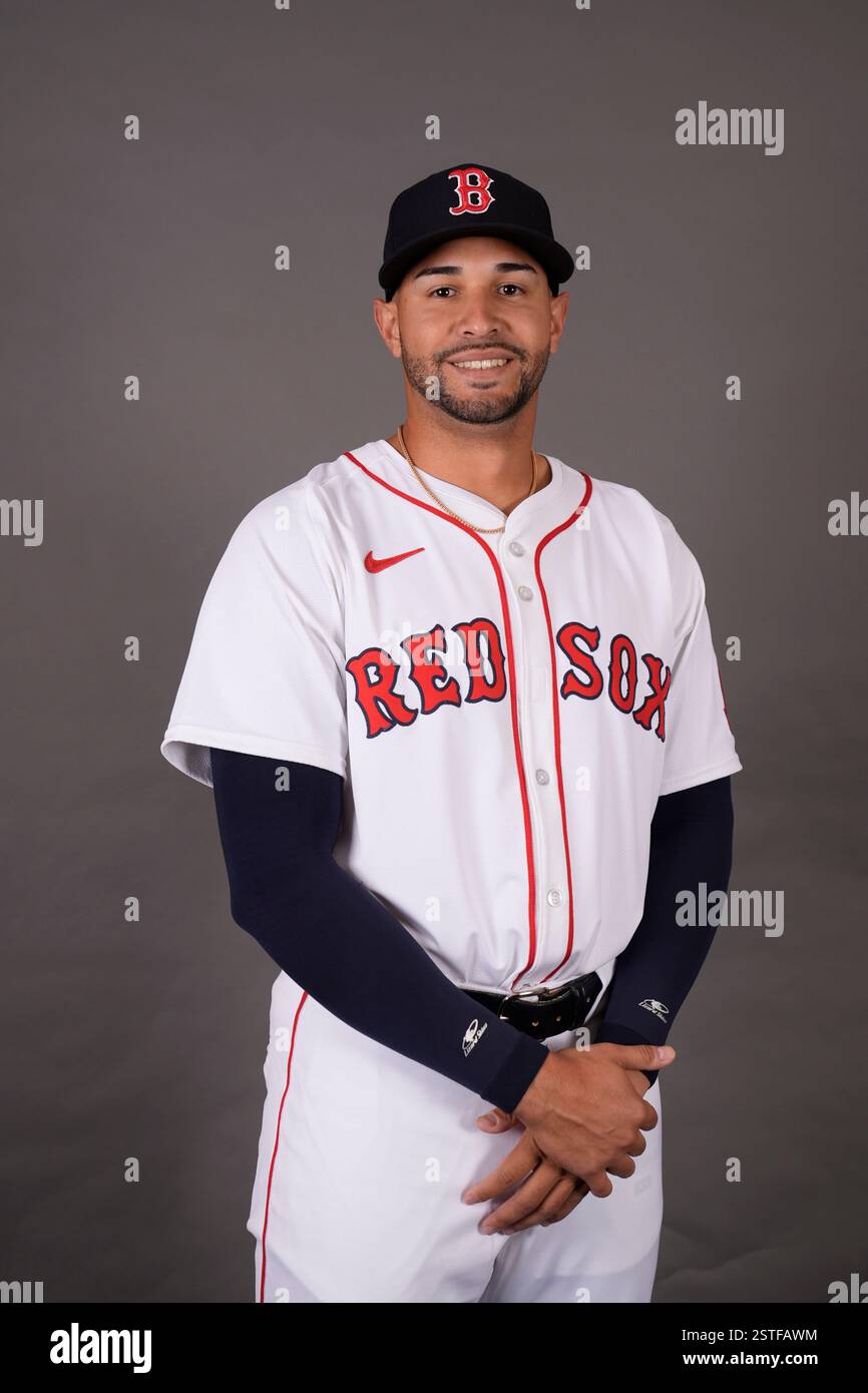 Boston Red Sox pitcher Jovani Moran poses during photo day at the team ...