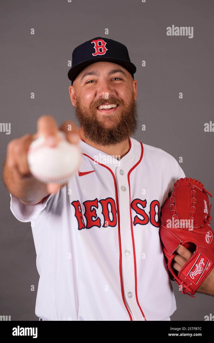 Boston Red Sox pitcher Greg Weissert poses during photo day at the team ...