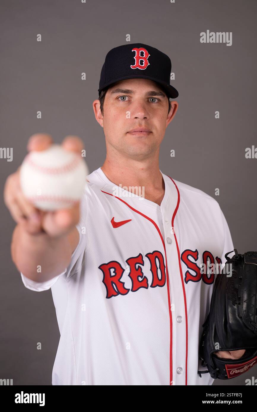 Boston Red Sox pitcher Robert Stock poses during photo day at the team ...